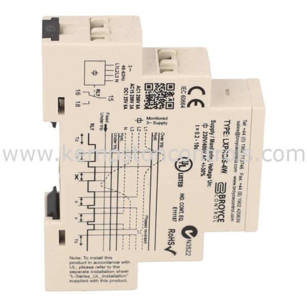 Broyce Control LXPRC/S-4W 230V BROYCE UNDER AND OVER VOLTAGE MONITORING ...