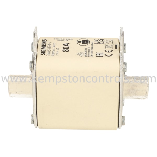 Siemens 3NA3824-7 SIEMENS LV HRC FUSE GL/GG NH000 80A 500V | Kempston ...
