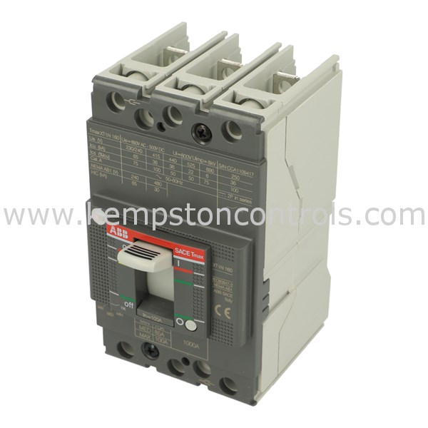 ABB 1SDA067416R1 ABB MCCB TMAX XT1N 160 IN=100A ICU=36KA@415VAC FIXED 3P FRONT TERMINALS ...