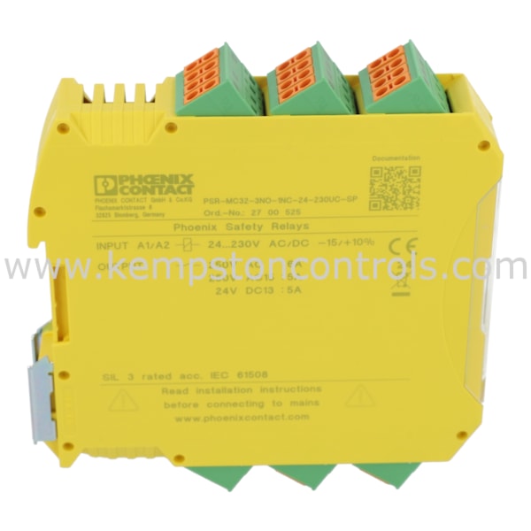 Phoenix 2700525 PHEONIX SAFETY RELAY FOR EMERGENCY STOP, SAFETY DOORS ...