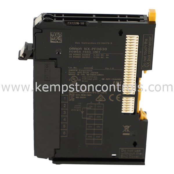 Omron NX-PF0630 OMRON NX I/O POWER FEED UNIT, 5-24 V DC INPUT, 8 TER.S, 4A, SCREWLESS PUSH-IN ...