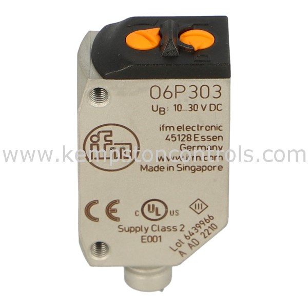 IFM O6P303 IFM PHOTOELECTRIC SENSOR, RETROREFLECTIVE, 5M RANGE, PNP LO DO, M8 4 PIN CONNECTOR ...