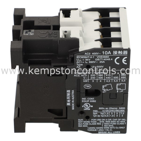 IMO MC10N-S-10110AC IMO CONTACTOR, 3 POLE, OPEN 4KW 10AAC3, 1 NORMALLY OPEN AUXILIARY110V AC ...