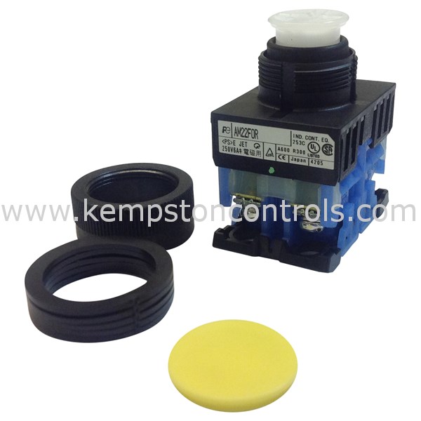 Fuji AM22F0R-20Y PUSHBUTTON FLUSH ROUND HEAD 2NO YELLOW | Kempston Controls