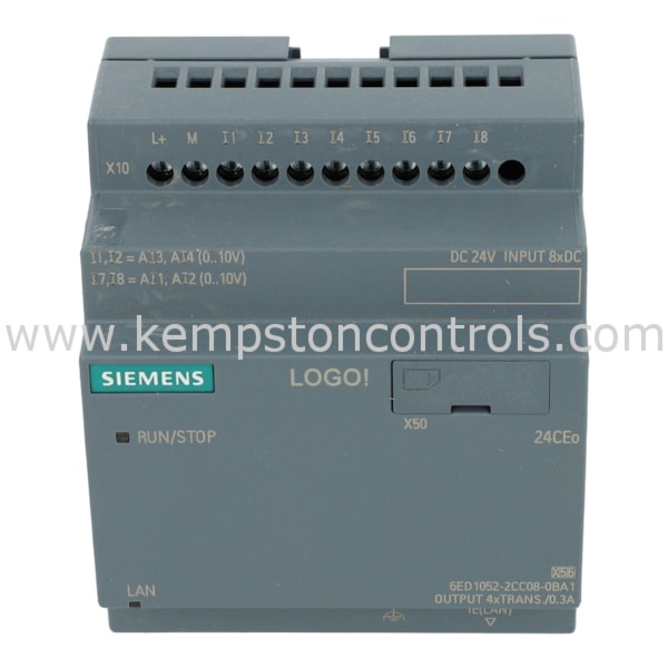 Siemens 6ED1052-2CC08-0BA1 SIEMENS LOGO 24CEO LOGIC MODULE WITHOUT DISPLAY, 24V, 8DI, 400 BLOCKS ...