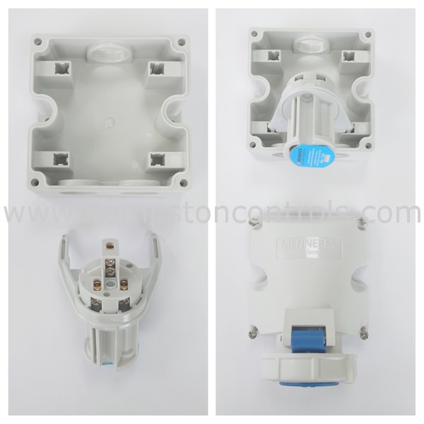 Mennekes 9301 BLUE WALL SOCKET IP67 16A 3P 230V 6H | Kempston Controls