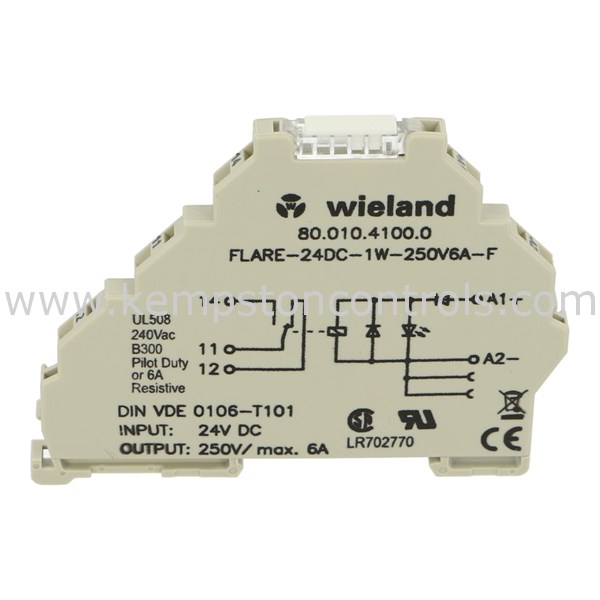 Wieland 80.010.4100.0 WIELAND FLARE RELAY SINGLE POLE C/O 24VDC COIL ...