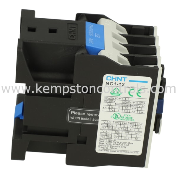 CHINT NC1-1210-24V CHINT CONTACTOR, 24V, AC1:20A/AC3:12A, 5.5KW, 3NO ...