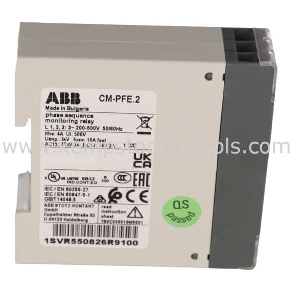 ABB 1SVR550826R9100 ABB PHASE SEQUENCE MONITORING RELAY, 3 PHASES, 200 ...