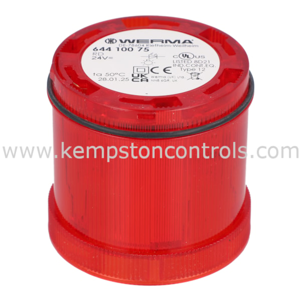 WERMA 644.100.75 WERMA LED PERMANENT LIGHT ELEMENT SA71 24V AC/DC RED ...