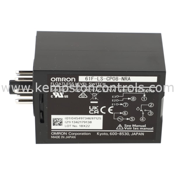 Omron 61F-LS-CP08-NRA OMRON FLOATLESS LEVEL SWITCH, PLUG-IN, STANDARD TYPE, 8 PINS, RELAY OUTPUT ...
