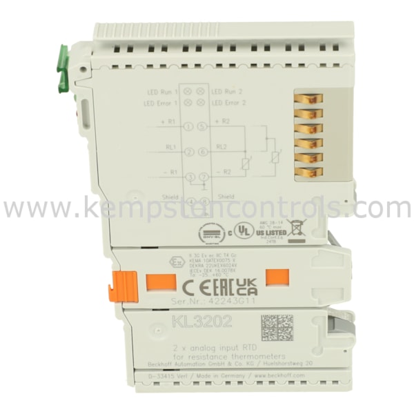 Beckhoff KL3202 BECKHOFF 2 CHANNEL INPUT TERMINAL PT100 (RTD ...