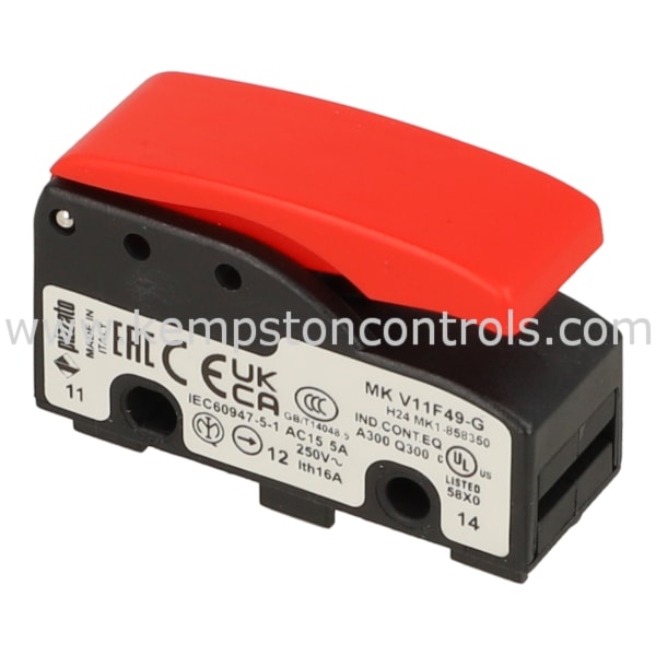 Pizzato MK V11F49-G PIZZATO MICROSWITCH WITH RED PUSH BUTTON, SCREWS ...