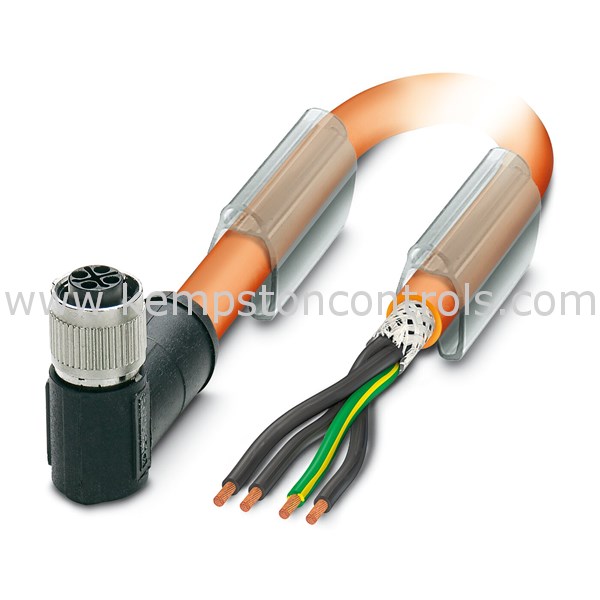 Phoenix 1424102 POWER CABLE, 4-POSITION, PUR HALOGEN-FREE FREE END, SOCKET ANGLED M12, S-CODING ...