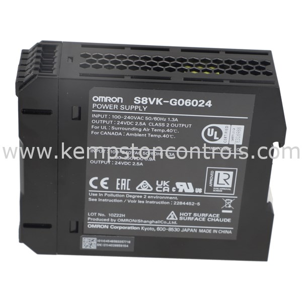 Omron S8VK-G06024 OMRON POWER SUPPLY,PLASTIC CASE,60W,24VDC,2.5A OUTPUT | Kempston Controls