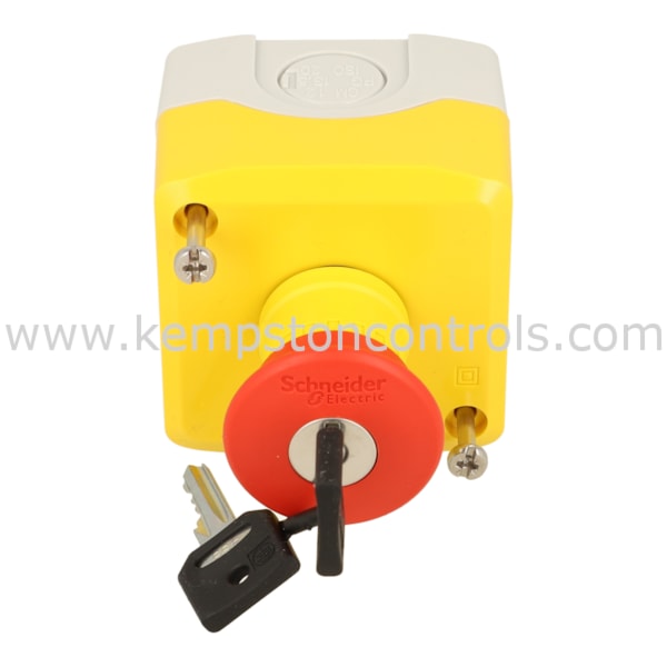 Schneider XALK188G SCHNEIDER YELLOW CONTROL STATION, RED MUSHROOM HEAD ...