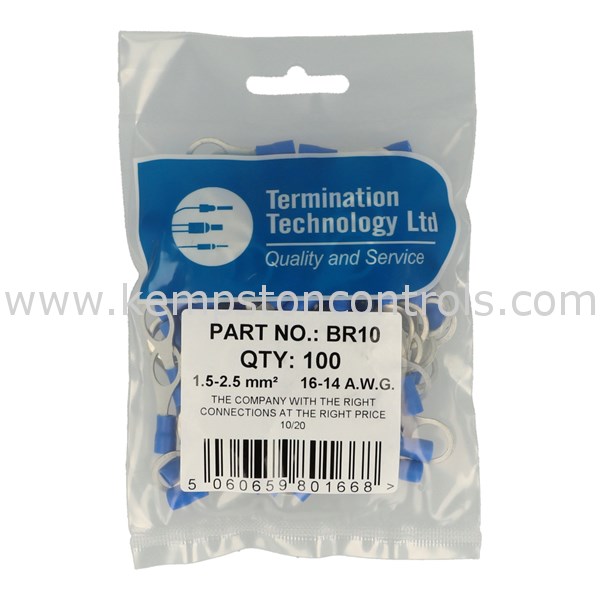 Termination Technology BR10 TT PRE-INSULATED TERMINALS BLUE RING 1.5MM² ...