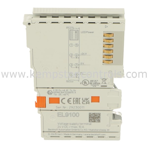 Beckhoff EL9100 BECKHOFF POTENTIAL SUPPLY TERMINAL, 24VDC, 12MM HOUSING ...