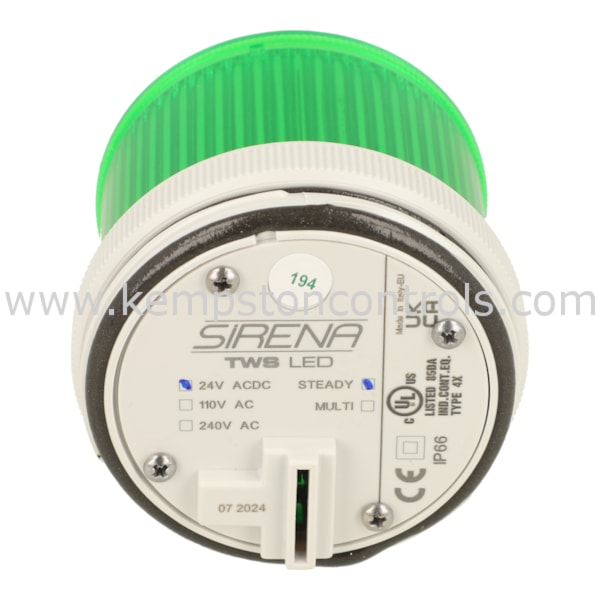 Sirena 36474 SIRENA TWS ALL COLOUR LED GREEN DOME 24VAC/DC GREY BASE ...