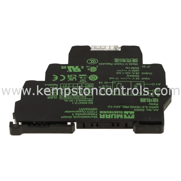 MURR 52003 MURR MIRO 6.2.24V-1U INPUT RELAY IN: 24 VAC/DC - OUT: 250 ...