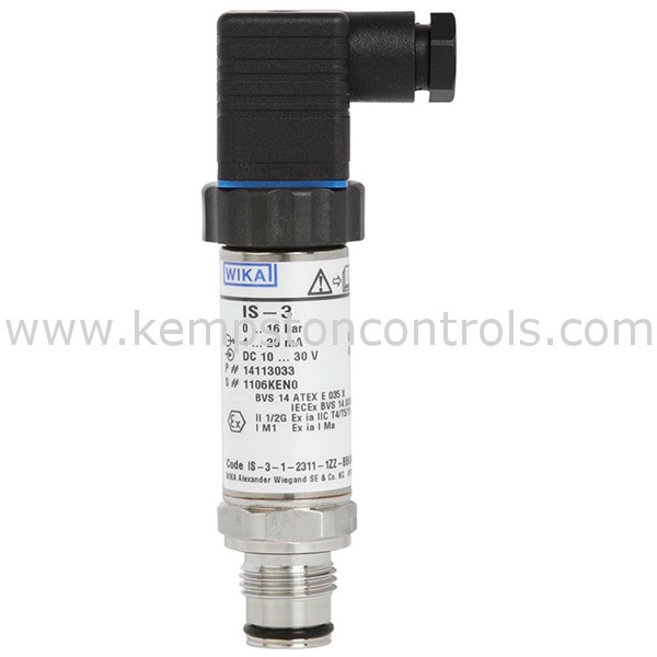 WIKA 14122680 WIKA PRESSURE TRANSMITTER, IS-3, 0-0.4 BAR, 4-20MA, 2 ...