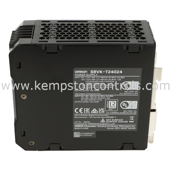 Omron S8VK-T24024 OMRON POWER SUPPLY, 240W, 380-480VAC 3-PHASE INPUT, 24VDC 10A OUTPUT, DIN ...