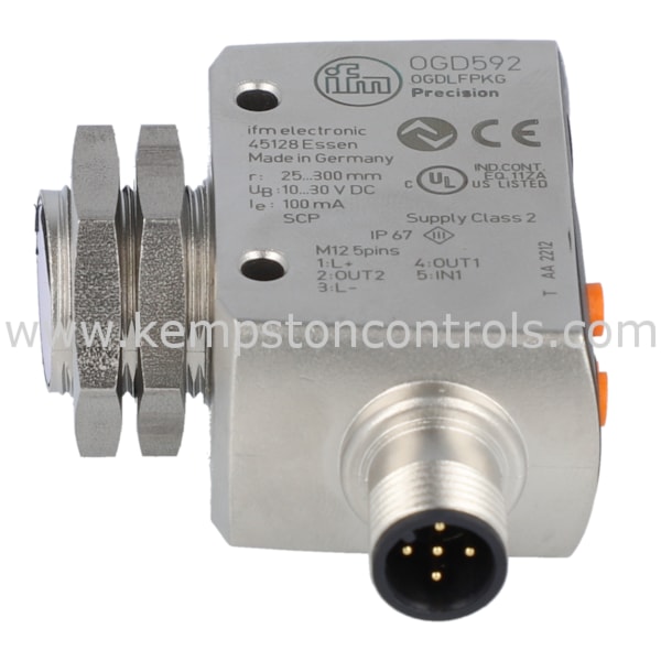 IFM OGD592 IFM PHOTOELECTRIC DISTANCE SENSOR, 0.03 TO 19.2M RANGE, PNP, 2NO/NC, 33HZ, 10-30VDC ...