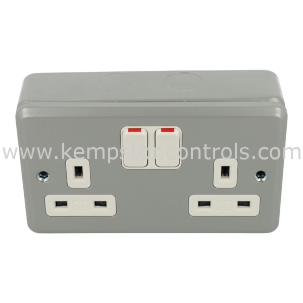 MK Electric K2946ALM MK ELECTRIC METALCLAD PLUS 2 GANG DOUBLE POLE SWITCH SOCKET WITH SURFACE ...