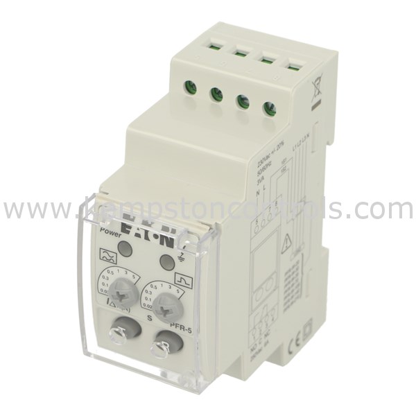 Eaton Moeller PFR-5 MOELLER EARTH-LEAKAGE RELAY, ADJUSTABLE TRIP 0.03-5 A | Kempston Controls