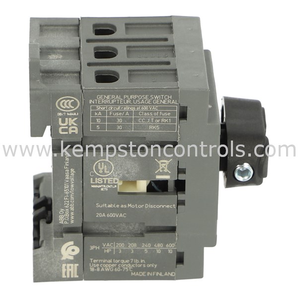 ABB OT16F3 ABB SWITCH DISCONNECTOR, 3 POLE, FRONT OPERATED, BASE ...