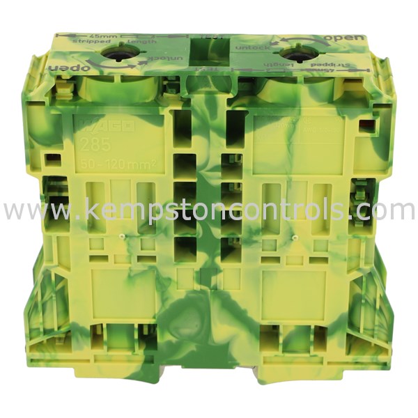 WAGO 285-1187 WAGO FEED THROUGH TERMINAL BLOCK, GREEN AND YELLOW, EARTH ...