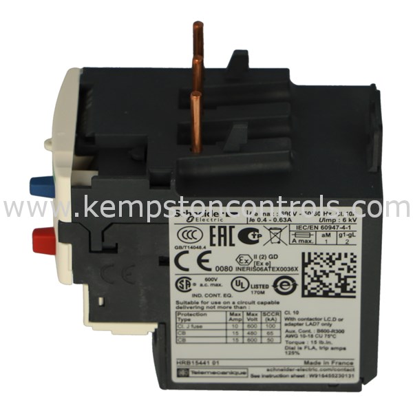 Schneider LRD04 SCHNEIDER O/L RELAY 0.4-0.63A | Kempston Controls