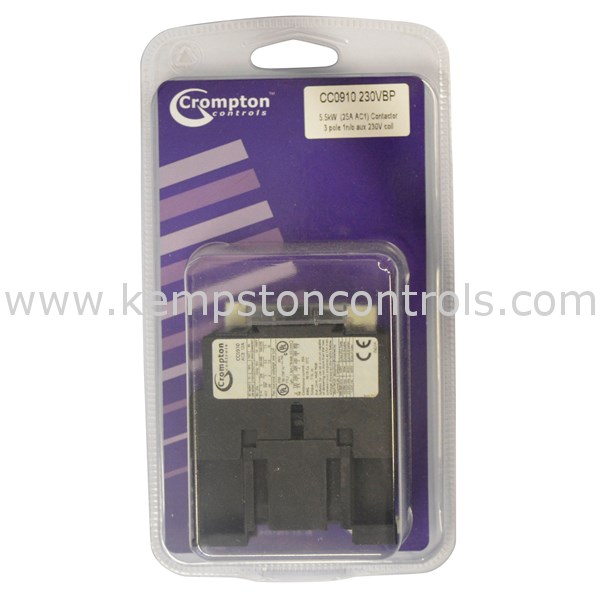 Crompton Controls CC0910-230VBP 5.5KW (25A AC1) CONTACTOR 3 POLE 1N/O ...