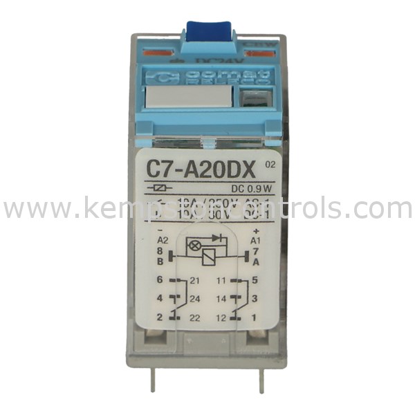 Releco C7-A20DX/024VDC RELECO MINIATURE POWER PLUG IN RELAY, 2 POLE, DPDT, FREE WHEELING DIODE ...