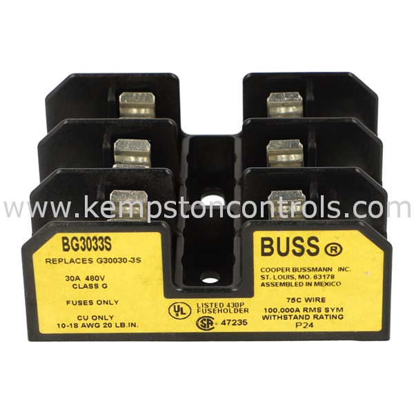 Bussmann BG3033S BUSSMANN OPEN FUSE BLOCK, 25-30A, 480V, CLASS G, 3 ...