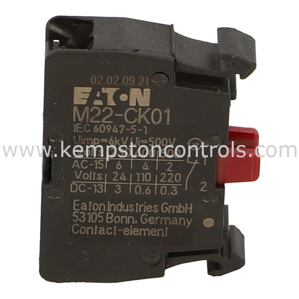 Eaton Moeller M22-CK01 MOELLER CONTACT BLOCK, 1N/C, FLUSH MTG | Kempston Controls