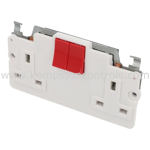 Crabtree 4316/1D/RD CRABTREE 2 GANG DOUBLE POLE SWITCHED SOCKET, 13A ...