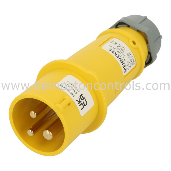 Mennekes 247 MENNEKES, YELLOW CABLE MOUNT, 3P MALE STRAIGHT, 16A/110V ...