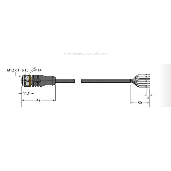Turck Banner RKC8T-2/TEL TURCK CONNECTOR AND CABLE, M12, FEMALE ...