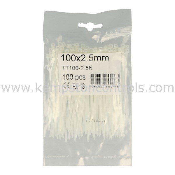Termination Technology TT100-2.5N TT WHITE NYLON CABLE TIES 100MM X 2 ...