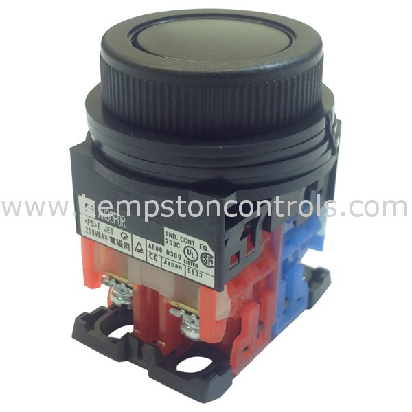 Fuji AR30F0R-20B FUJI PUSHBUTTON FLUSH ROUND HEAD 2NO AUX BLACK ...