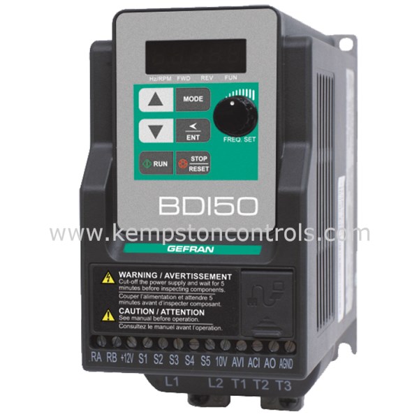 Gefran BDI50-4075-KBX-4-NP-F GEFRAN INVERTER, 7.5KW, THREE PHASE, 400V ...