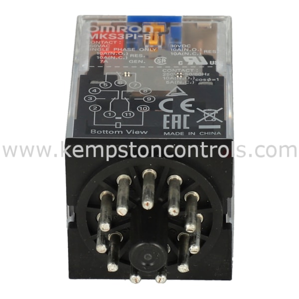 Omron MKS3PI-5 DC12 OMRON RELAY, PLUG-IN, 11-PIN, 3PDT, 10A, MECH INDI ...
