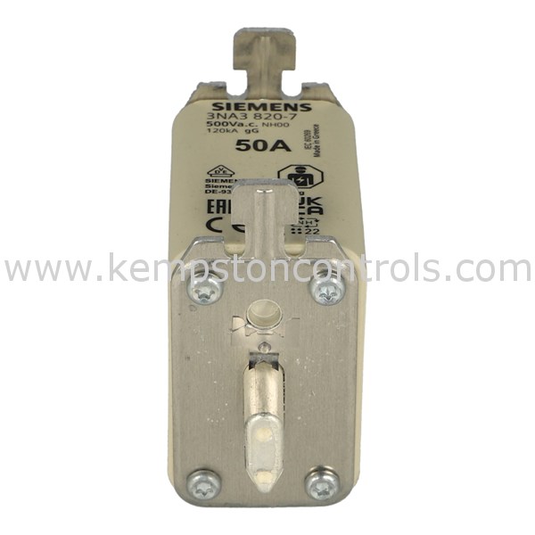 Siemens 3NA3820-7 SIEMENS LV HRC FUSELINK GL/GG S00 50A 500V | Kempston ...