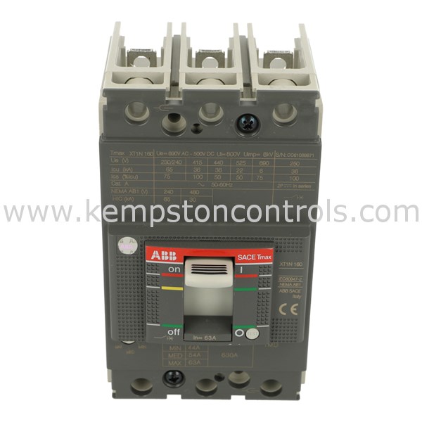 ABB 1SDA067414R1 ABB MCCB TMAX XT1N 160 IN=63A ICU=36KA@415VAC FIXED 3P ...