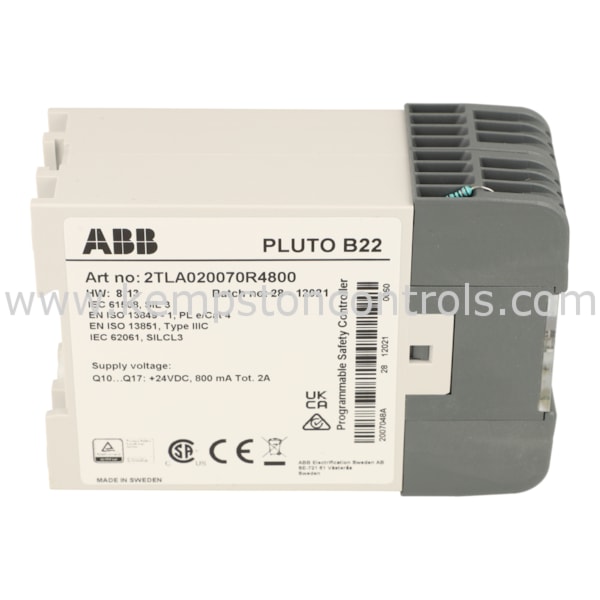 ABB 2TLA020070R4800 ABB PLUTO B22 PROGRAMMABLE SAFETY CONTROLLER BUS, 24VDC, 14 FAILSAFE INPUTS ...