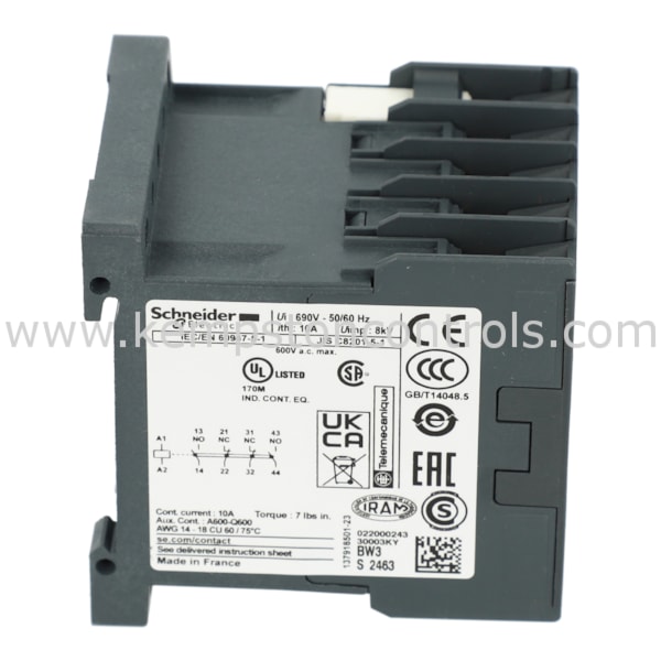 Schneider CA4KN22BW3 SCHNEIDER ELECTRIC CONTROL RELAY, 2NO 2NC, 24VDC ...