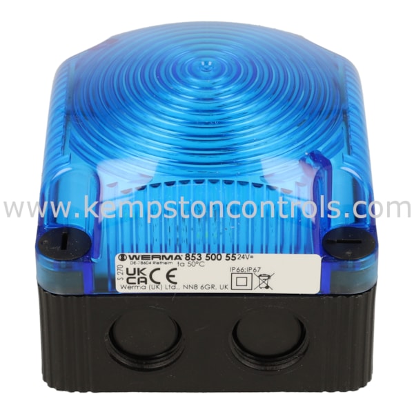WERMA 85350055 WERMA LED PERMANENT SQUARE BEACON 24VDC BLUE, 85X72X85MM ...