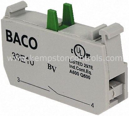 Baco 33E10 BACO CONTACT BLOCK, N/O, SCREW TERMINALS, MAX 600V, MAX 10A ...