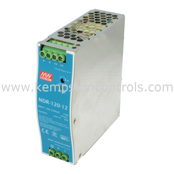 Meanwell NDR-120-12 MEANWELL DIN RAIL POWER SUPPLY, 12V, 10A, 120W, SETUP 1200MS, RISE TIME 60MS ...